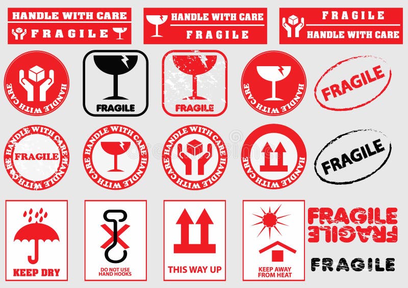 Fragile Signs for Packaging Stock Vector - Illustration of care ...