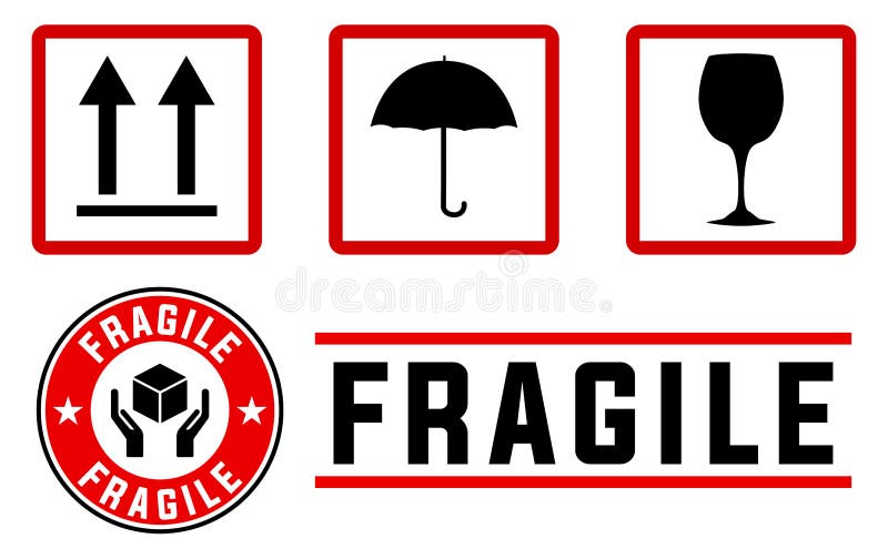 Fragile signs and stamps stock vector. Illustration of freight - 62615768