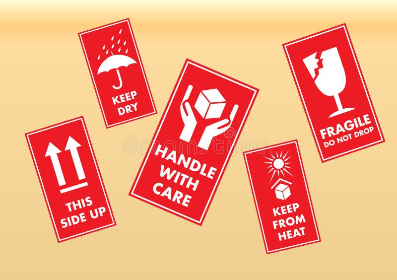 Fragile sticker set stock vector. Illustration of export - 107273298