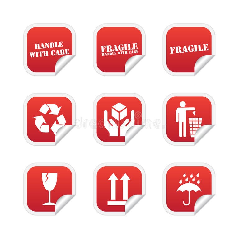 Fragile stickers stock vector. Illustration of pack, corner - 25698376