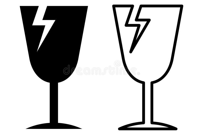 Fragile Symbol Vector Illustration Featuring Broken Wine Glass Icons in ...