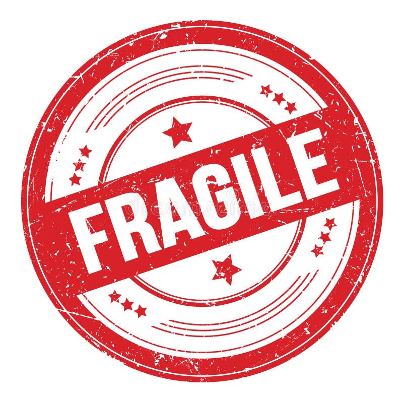 FRAGILE Text on Red Round Grungy Stamp Stock Illustration ...