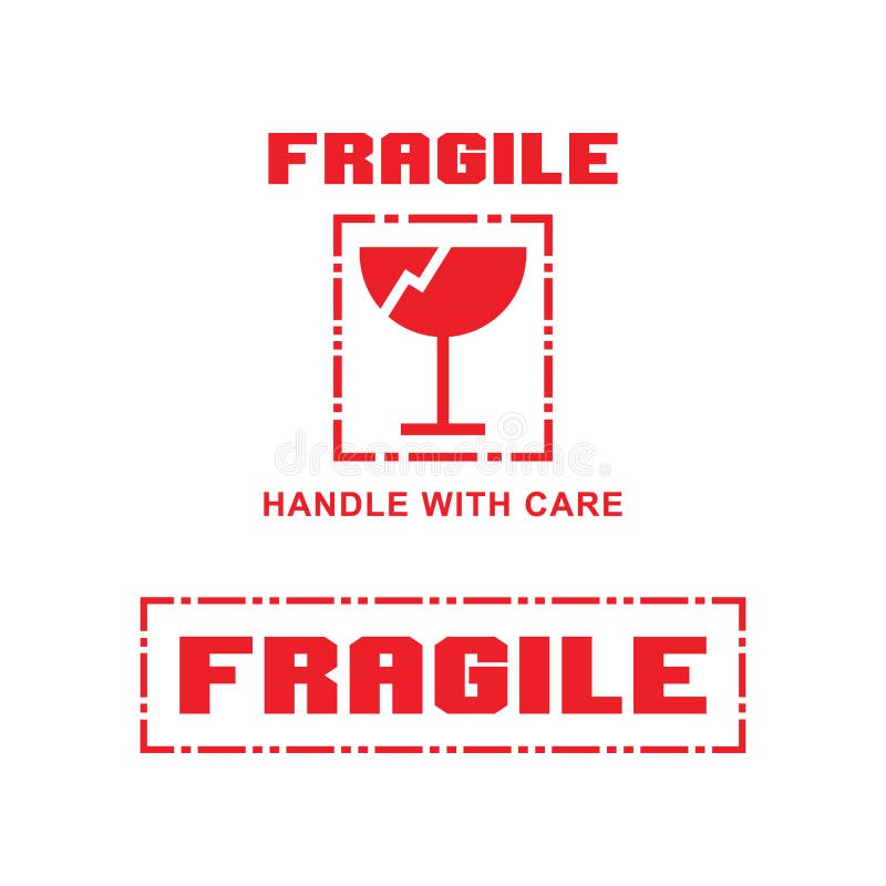 Vector Fragile Caution Stickers Stock Vector - Illustration of ...