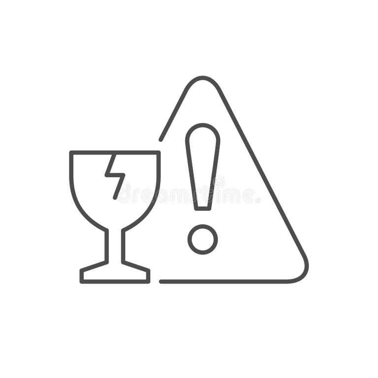 Fragile Warning Line Outline Icon Stock Vector - Illustration of sign ...
