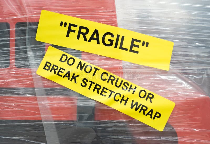 Fragile Warning Sign Sticker Stock Image - Image of yellow, label: 68576527