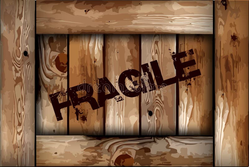 Fragile Wooden Box Background. Vector Stock Vector - Illustration of ...