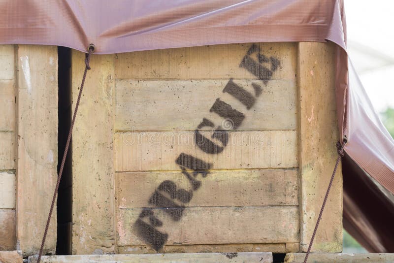Fragile word on wooden box stock image. Image of word - 43920291