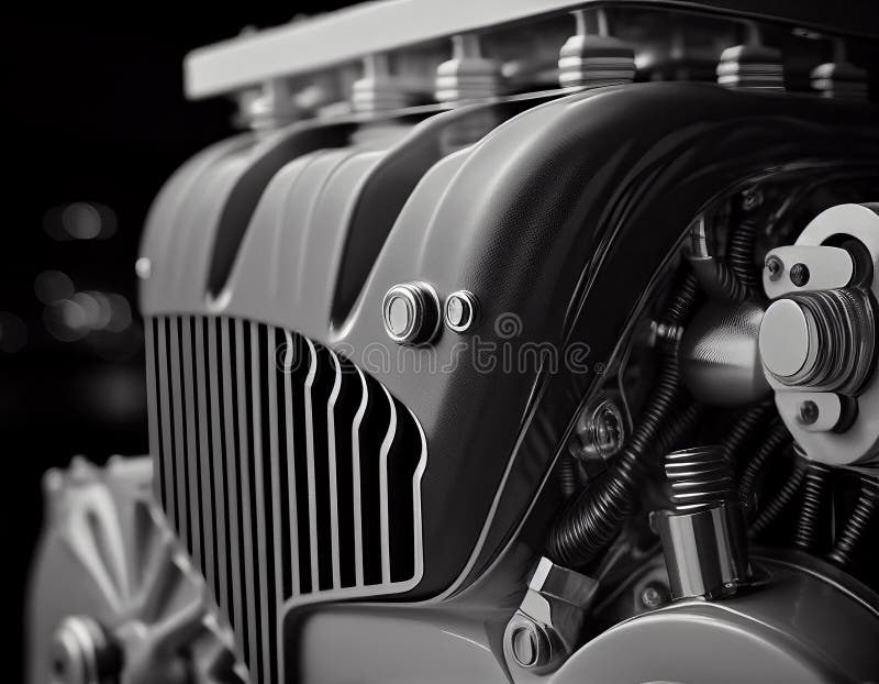 Fragment of an Abstract Engine. Black and White Stock Illustration ...