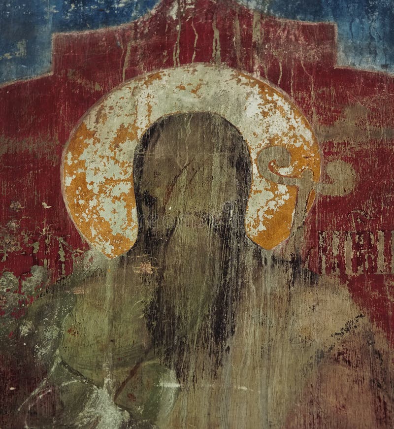 Fragment of an Ancient Painting Stock Image - Image of divinity, jesus ...