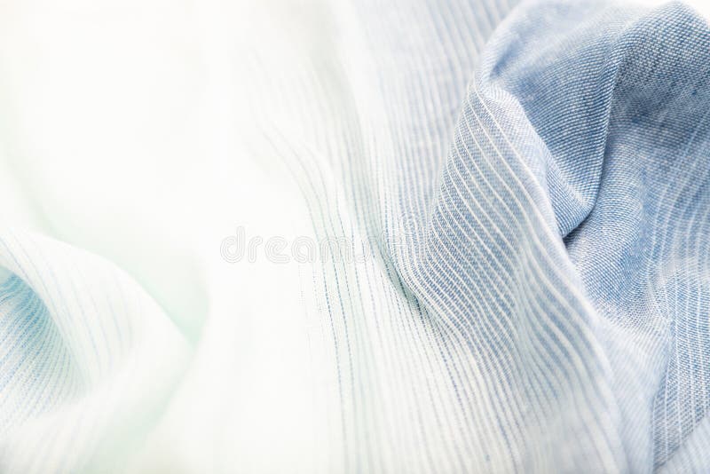 Fragment of Blue and White Linen Tissue. Side View, Textile Background ...