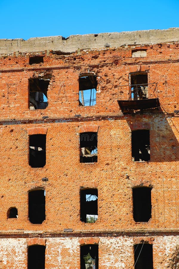 Fragment of the Brick Wall of the Building Destroyed during the War ...