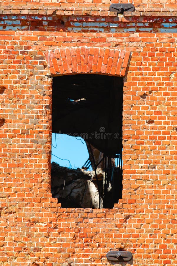 Fragment of the Brick Wall of the Building Destroyed during the War ...