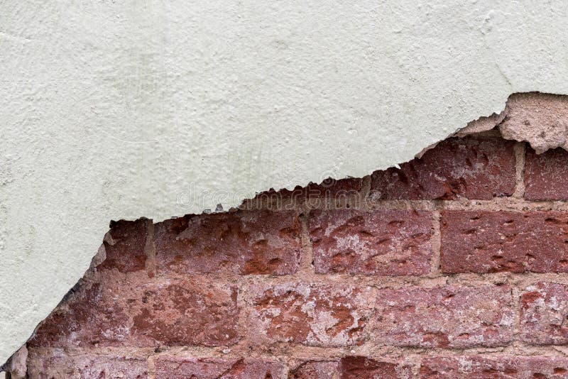 Fragment of Brick Wall with Damaged Plaster. Stock Photo - Image of ...