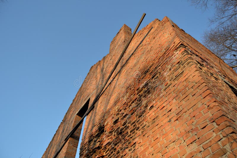 Fragment of a Brick Wall of a Destroyed, Abandoned Building Stock Image ...