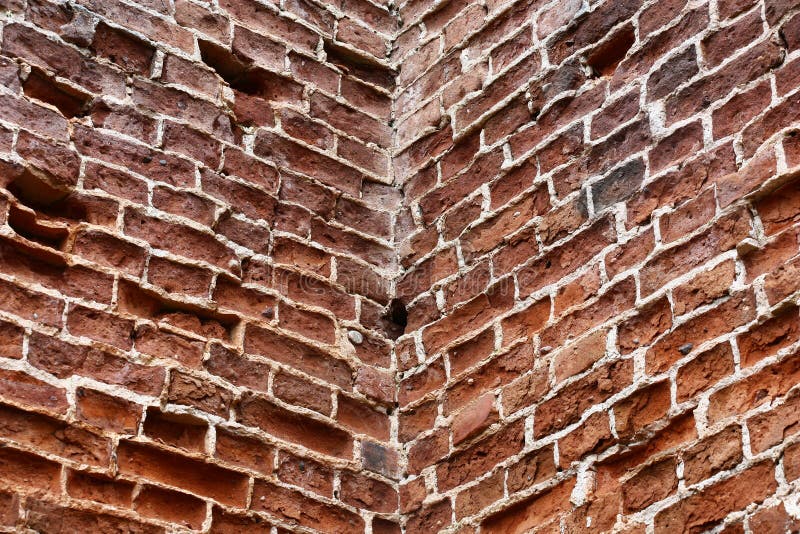 Old Bricklaying. Internal Corner. Stock Image - Image of lighting ...