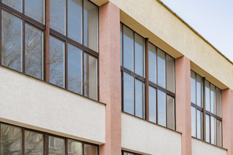 Fragment of a Building with Large Windows Stock Photo - Image of ...