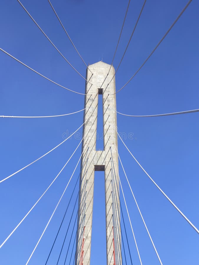 Fragment of Cable-stayed Bridge Stock Photo - Image of infrastructure ...