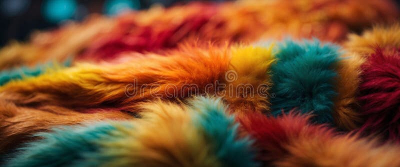 Fragment Close Up of a Bright Colorful Fur Coat. Stock Image - Image of ...