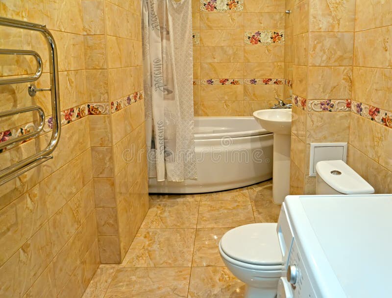 Fragment of a Combined Bathroom with a Corner Bath Stock Image - Image ...