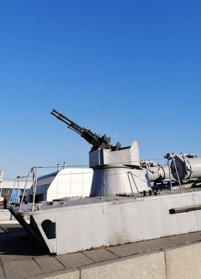 Fragment of the Cruiser with a Machine Gun Stock Image - Image of water ...