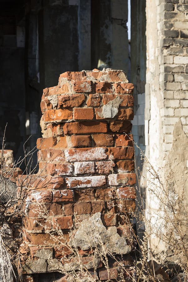 A Fragment of the Destroyed Brick Building Stock Photo - Image of ...