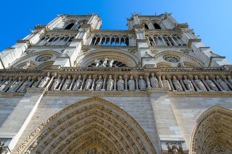 Fragment of Facade of Famous Notre Dame De Paris, Paris, France Stock ... Fragment of Facade of Famous Notre Dame De Paris, Paris, France Stock ...