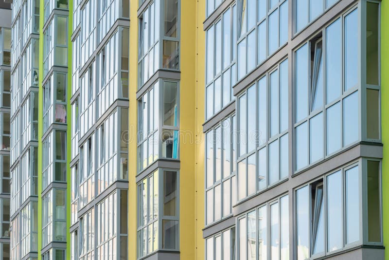 Fragment of Facade a Modern New Building Stock Image - Image of yellow ...