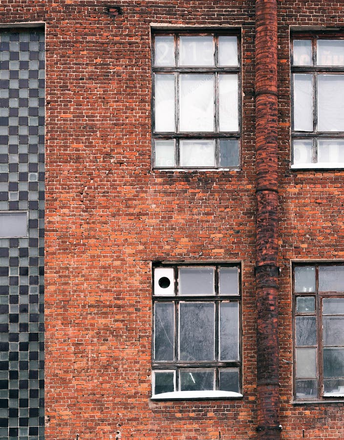 Fragment of the Facade of the Old Building. Windows and Brick Wall ...