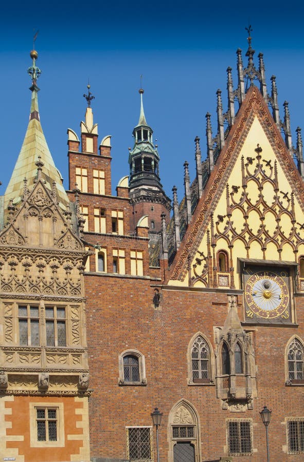 Fragment of Facade of Wroclaw Town Hall Stock Photo - Image of historic ...