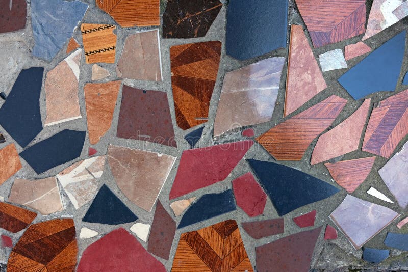 Fragment of a Floor from Pieces of a Multi-colored Tile Background ...