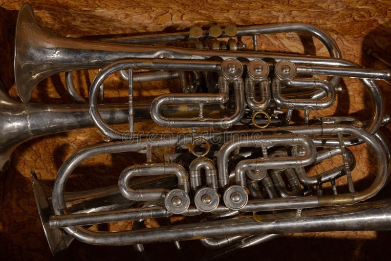 Broken Trumpet Isolated on White Bk Stock Photo - Image of copper ...