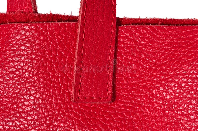 A Fragment of the Handle of a Red Leather Bag, Showing the Grainy ...