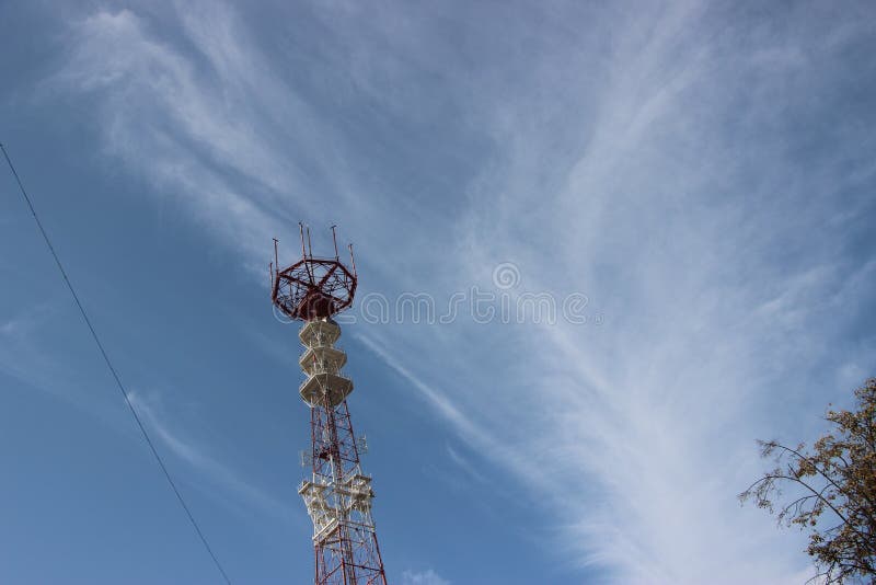 Fragment of High Altitude Construction of TV Tower Painted into White ...