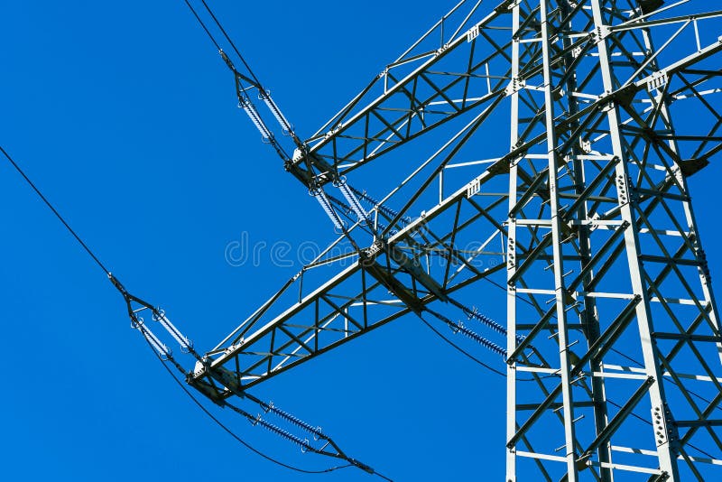 Fragment of a High-voltage Mast with Stretched Wires Stock Photo ...