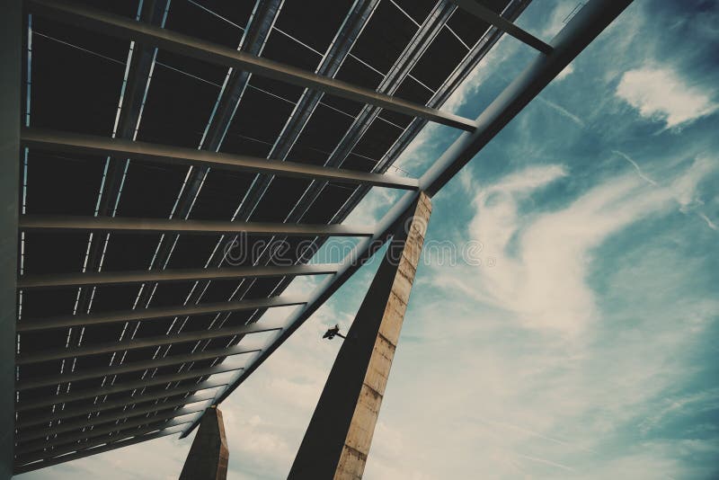 Fragment of Huge Photovoltaic Panel Stock Image - Image of ecology ...