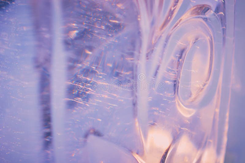 Fragment of an Ice Figure in the Rays of the Sun. Focus Inside the ...