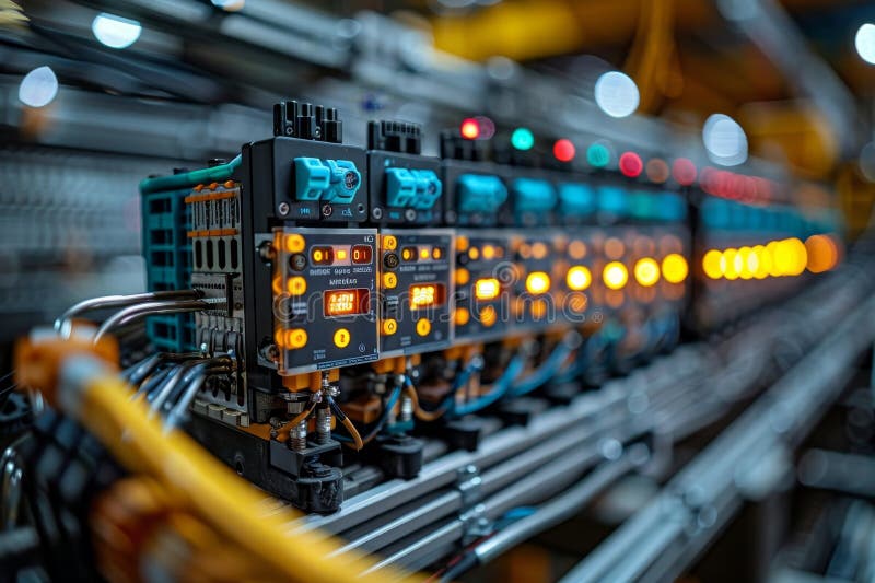 Fragment of Industrial Controller with Multiple Wires in Automated ...