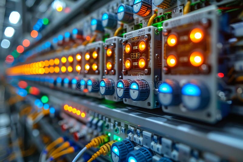 Fragment of Industrial Controller with Numerous Wires in Automated ...