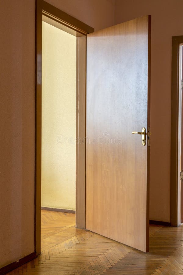 A Fragment of the Interior of a Corridor with an Open Door Stock Image ...