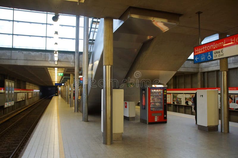 Interior of the Herttoniemi Metro Station Editorial Stock Photo - Image ...