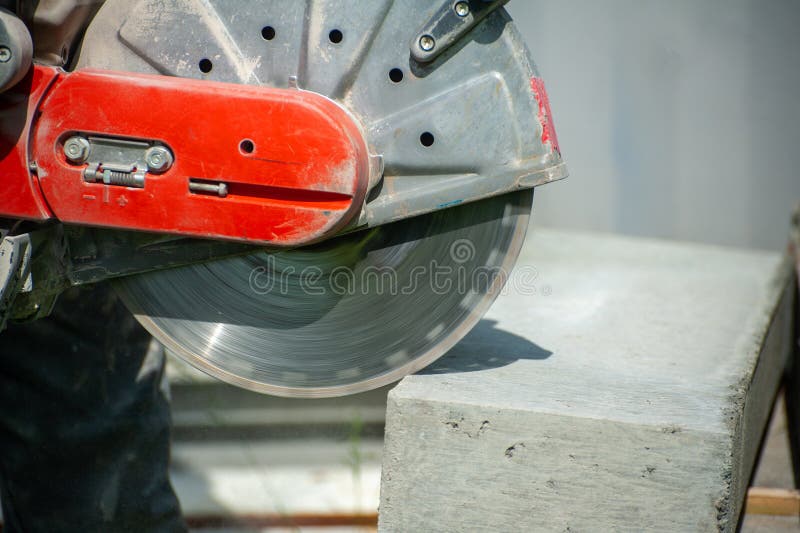 Fragment of a Joint Cutter on a Brushed Concrete Surface Stock Photo ...