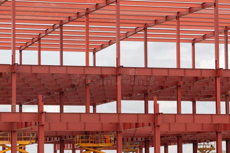 A Fragment of a Large Steel Frame Structure. Metal Construction during ...