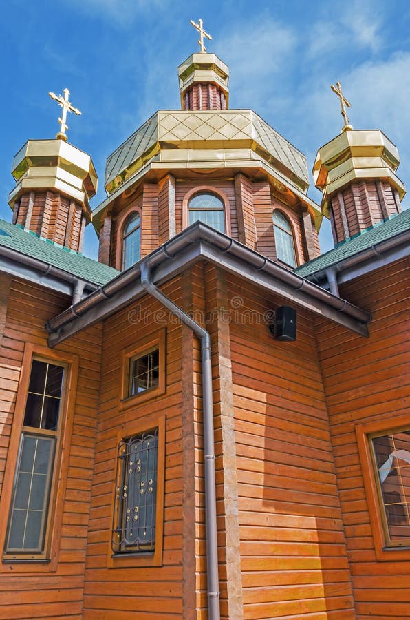 Fragment of log church stock image. Image of cupola - 189478223