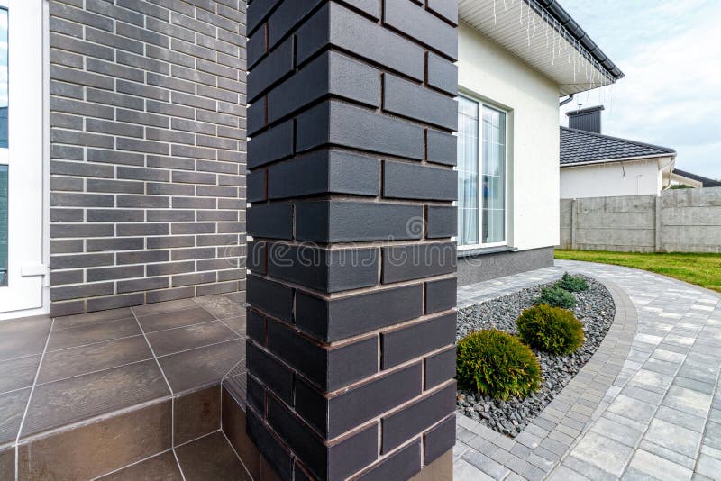 Fragment of a Modern Building Lined with Decorative Bricks in the Old ...