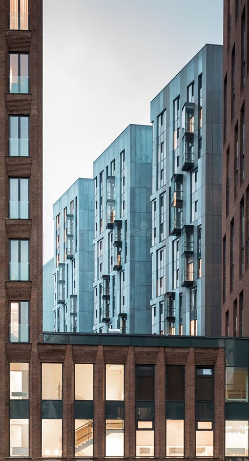 Fragment of a Modern Residential Complex of Brick and Copper in Moscow ...