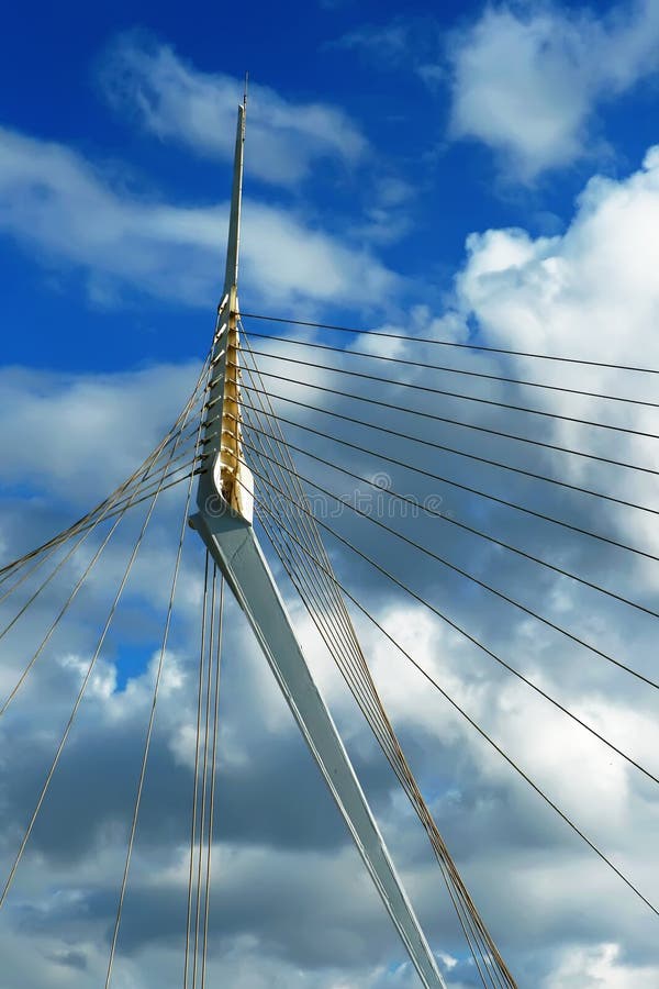 Fragment of a Modern Rope Suspension Bridge. Stock Image - Image of ...