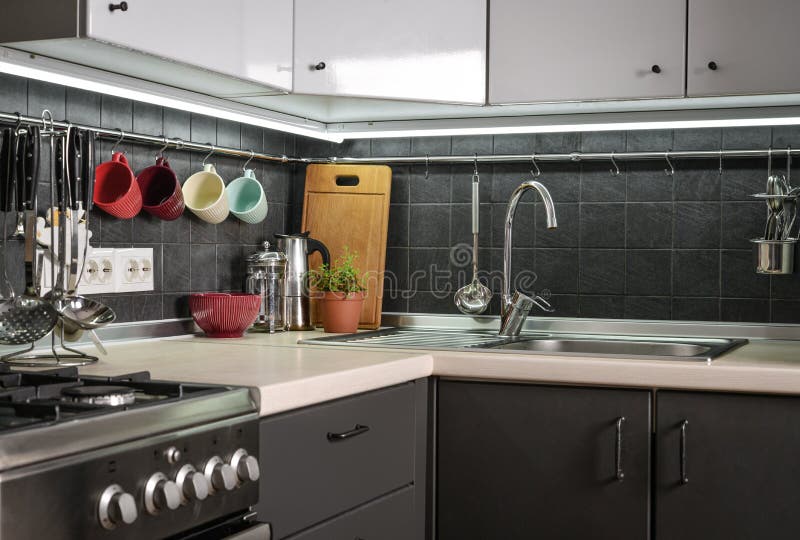 A Fragment of the Modern Style Kitchen Stock Photo - Image of apartment ...