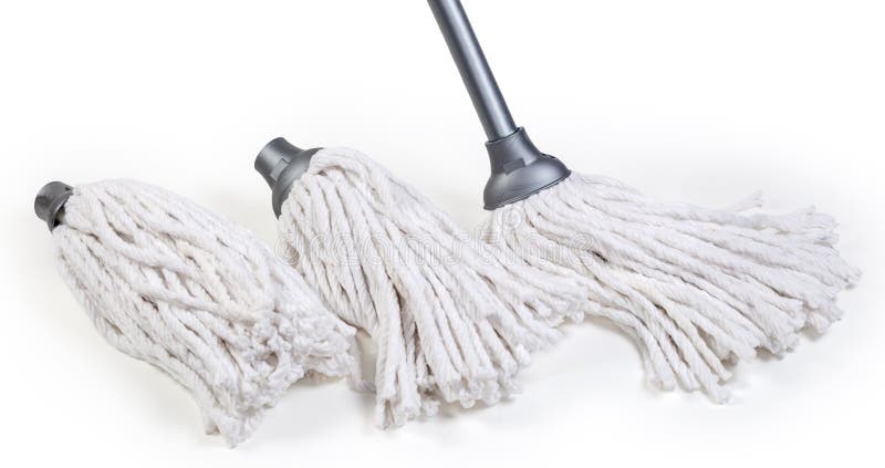 Fragment of Mop and Replaceable Working Heads on White Background Stock ...