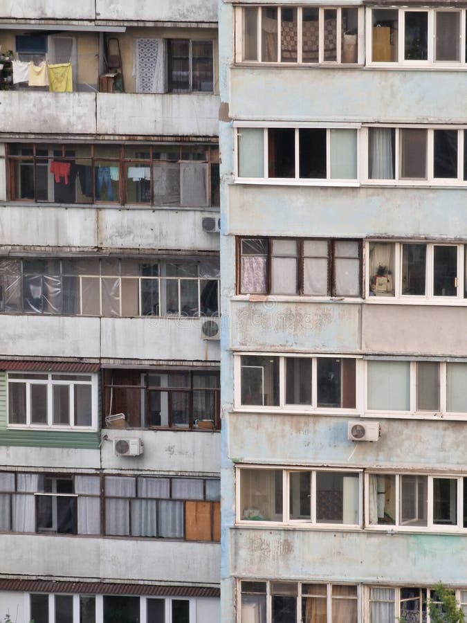 Fragment of a Multi-storey Building of Soviet Architecture Stock Photo ...