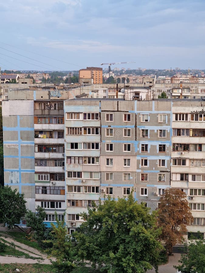 Fragment of a Multi-storey Building of Soviet Architecture Stock Photo ...